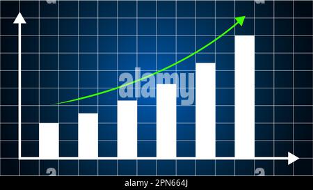 An illustration of a graph chart showing an upward trend on a white ...