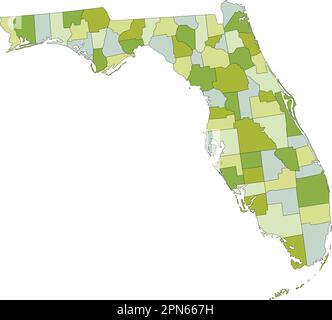 Florida - Highly detailed editable political map with labeling Stock ...