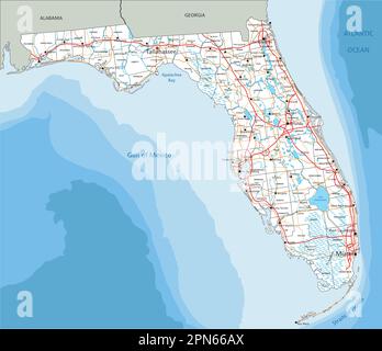 High detailed Florida road map with labeling Stock Vector Image & Art ...