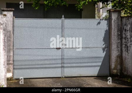 grey steel brut metal house portal of a house Stock Photo - Alamy