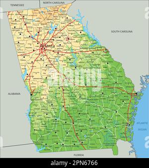 High detailed Georgia road map with labeling Stock Vector Image & Art ...