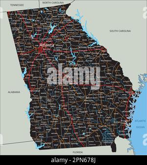 High detailed Georgia road map with labeling Stock Vector Image & Art ...