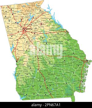 High detailed Georgia road map with labeling Stock Vector Image & Art ...