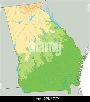 High detailed Georgia road map with labeling Stock Vector Image & Art ...