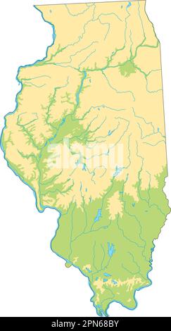 High detailed Illinois physical map Stock Vector Image & Art - Alamy