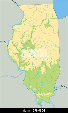 High detailed Illinois road map with labeling Stock Vector Image & Art ...