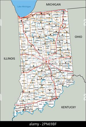 High detailed Michigan road map with labeling Stock Vector Image & Art ...