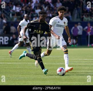 LA Galaxy defender Jalen Neal (24) controls the ball against the ...