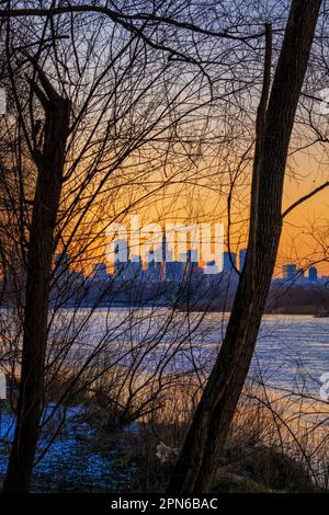 View of the winter city on sunset Stock Photo - Alamy