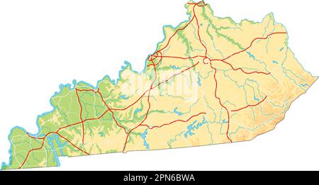 High detailed Kentucky road map with labeling Stock Vector Image & Art ...
