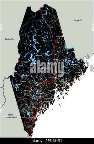 High detailed Maine road map with labeling Stock Vector Image & Art - Alamy