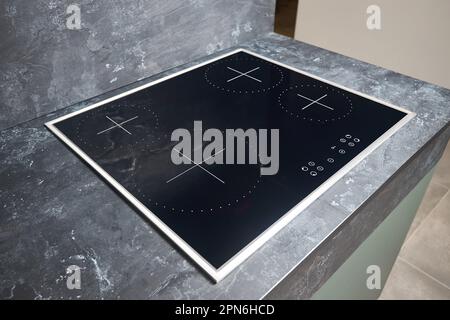 Induction cooker black tempered glass hob aspirating induction hob on ...