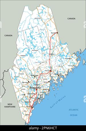 High detailed Maine road map with labeling Stock Vector Image & Art - Alamy