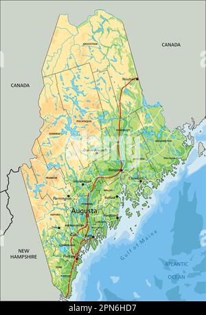High detailed Maine road map with labeling Stock Vector Image & Art - Alamy