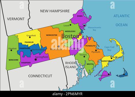 Colorful vector map of Springfield, Massachusetts, USA. Art Map ...