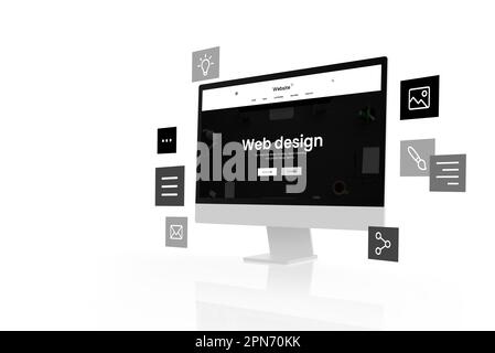 User interface and experience modules of a web page or app hover on an ...