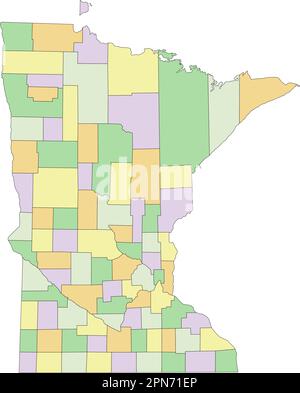 Minnesota - Highly detailed editable political map with labeling Stock ...