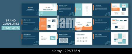 Brand Guidelines template. Brand Manual presentation mockup. Logo ...