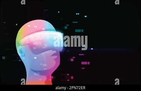 Concept image with glitch effect and space shuttle. Vector illustration ...