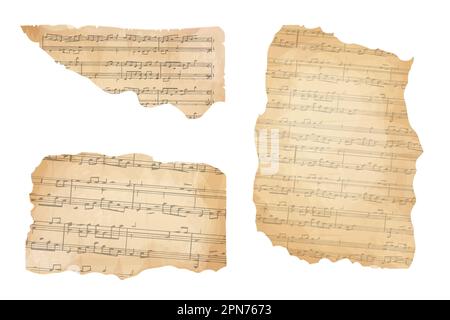 Parchment piece of paper with old music melody, song scrapbook sheet ...