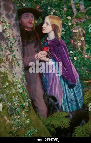 The Long Engagement, Arthur Hughes, 1853-1866, detail, City Art Gallery, Birmingham, England, UK ...