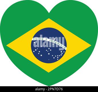 Brazil heart flag logo. Country name text around Brazil flag in the ...