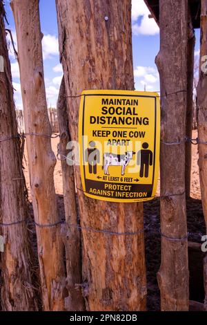 Social distancing sign at Pipe Spring National Monument, Arizona Stock ...