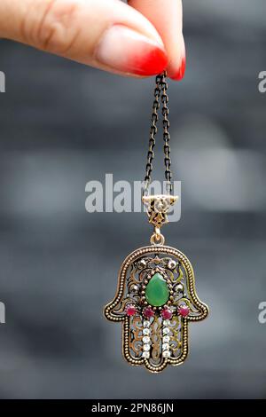 Muslim Hamsa amulet, also known of the hand of Fatima or the hand of ...