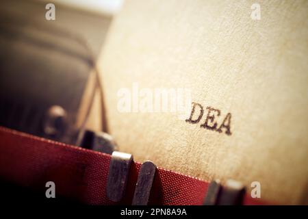 DEA word written with a typewriter Stock Photo - Alamy