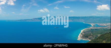 aerial view of the landscape of the Calabrian coast in Italy, you can ...