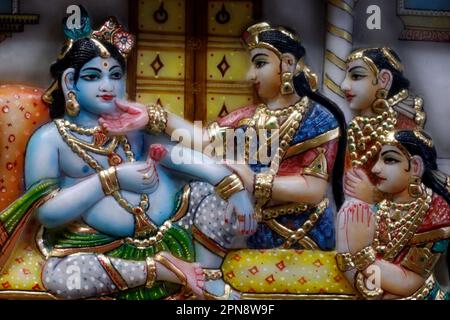 Sri Krishnan hindu temple. One of the most beloved of Hindu gods, blue ...