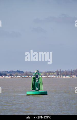 Navigation marker marking the deep channel opposite Landguard Fort at ...