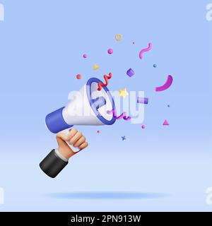 3D Megaphone with Colorful Confetti Stock Vector Image & Art - Alamy