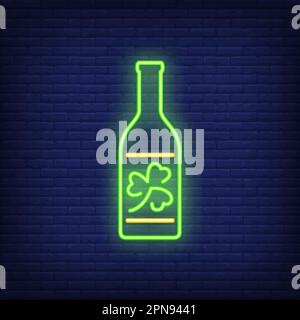 Beer bottle with clover on label neon sign Stock Vector Image & Art - Alamy