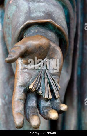 Sculpture detail : stigma on Christ's hand Stock Photo - Alamy