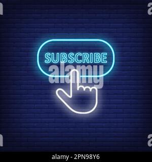 Subscribe sign neon signboard isolated on black background vector ...