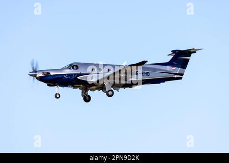 Hans Jet Pilatus PC-12-47E (Reg.: OE-EHB) on finals runway 31 Stock ...