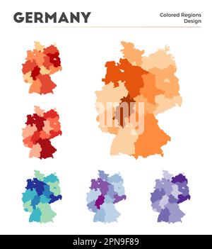 vector high detailed map of Germany metropolitan regions (areas Stock ...