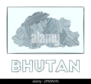 Sketch map of Asia. Grayscale hand-drawn map of the continent. Filled ...