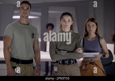 THE ARK, from left: Tiana Upcheva, Reece Ritchie, Richard Fleeshman ...