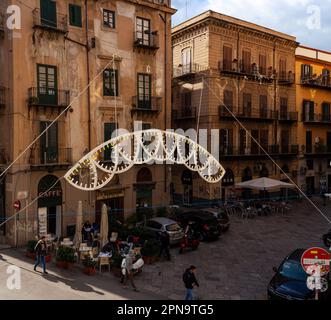 Palermo, Italy - December 23, 2022: Top view of the traditional ...