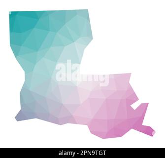 Louisiana map. Geometric style US state outline with counties. Bold ...