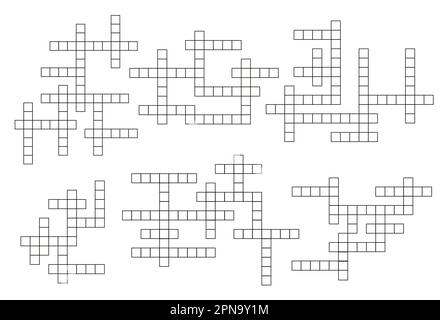 Crossword game grids or word guess quiz layout templates, vector empty ...