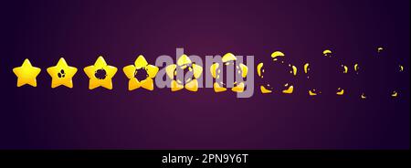 Cartoon golden star sprite animation, vector ui for video game ...