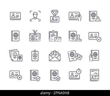 Identification card icons set cartoon vector. Driver license and ...