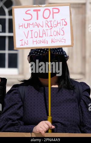 London, UK. Hongkongers stage a protest outside the Guildhall against ...