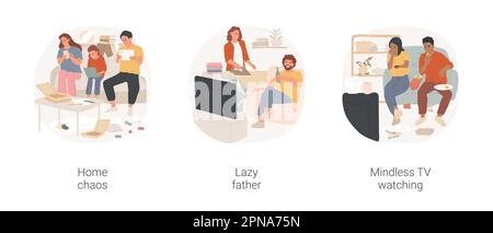 Mindless TV watching isolated cartoon vector illustration. Couple ...