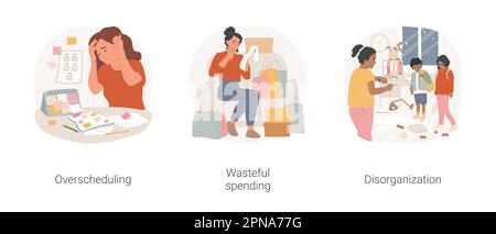 Overscheduling isolated cartoon vector illustration. Frustrated person ...