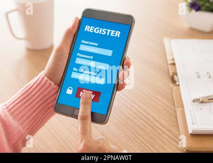 Register Membership Application on mobile smartphone against the ...