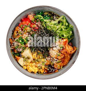 Isolated fried chicken poke bowl with vegetables Stock Photo - Alamy